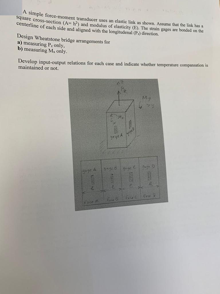 A simple force-moment transducer uses an elastic link | Chegg.com