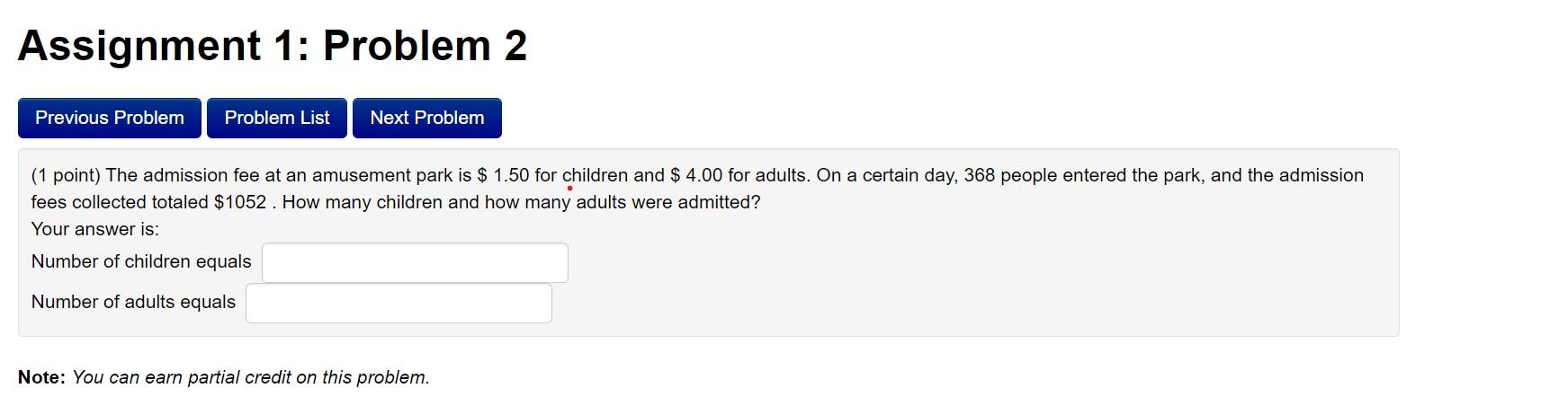 Solved Assignment 1: Problem 2 Previous Problem Problem List | Chegg.com