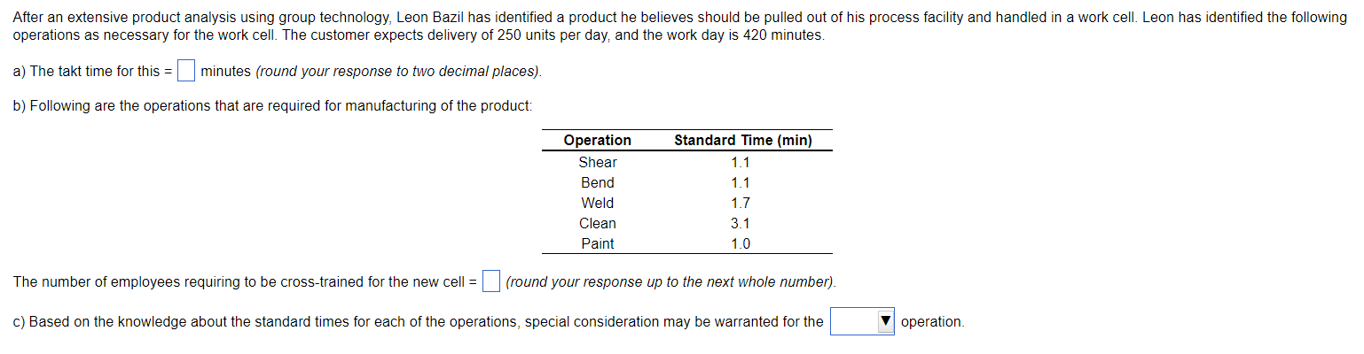 Solved operations as necessary for the work cell. The | Chegg.com