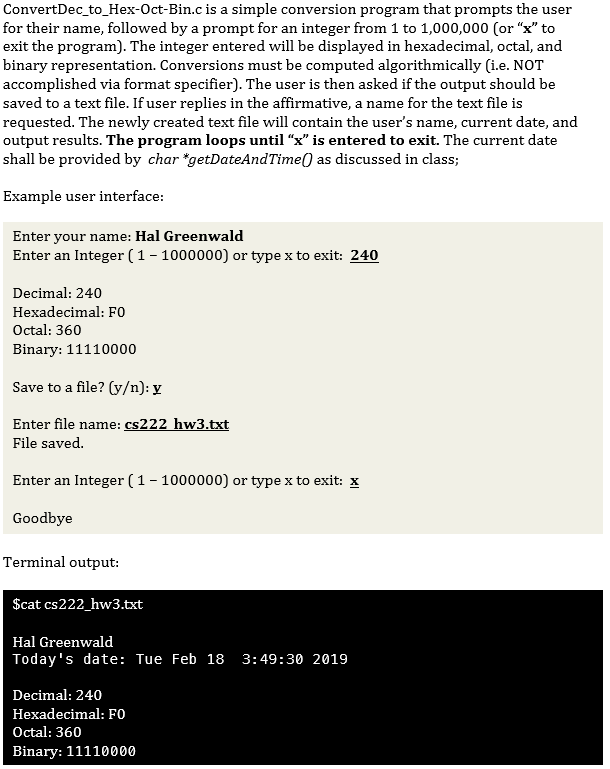 Solved ConvertDec_to_Hex-Oct-Bin.c is a simple conversion | Chegg.com
