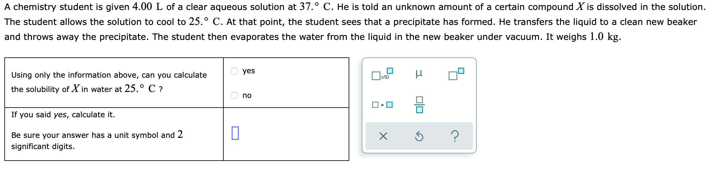 Solved A chemistry student is given 4.00 L of a clear | Chegg.com