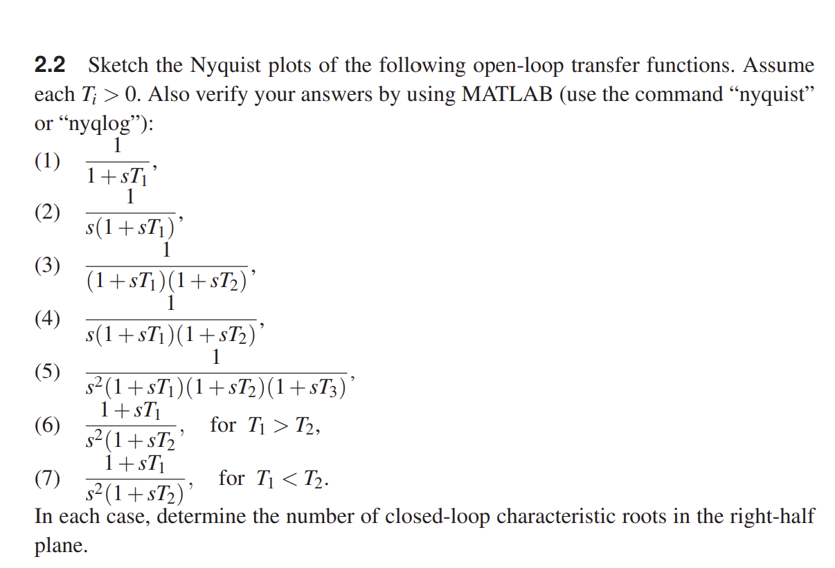 Solved 22 Sketch The Nyquist Plots Of The Following 