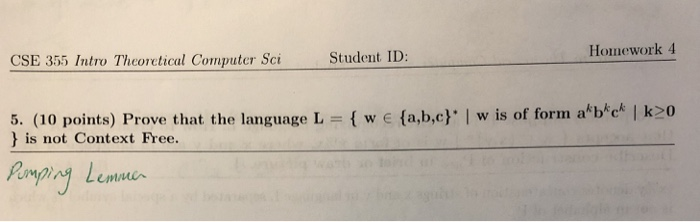 Solved CSE 355 Intro Theoretical Computer Sci Student ID: | Chegg.com