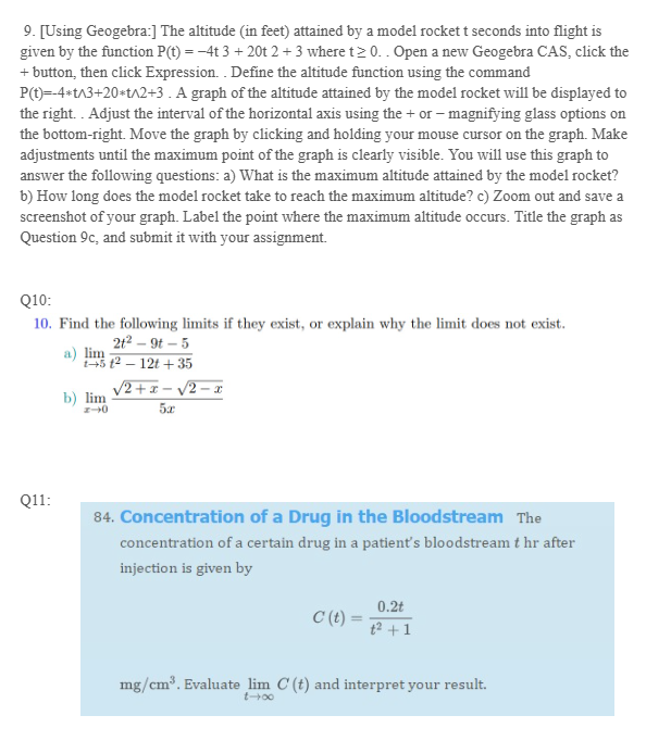 Solved Q11:Concentration of a Drug in the Bloodstream | Chegg.com