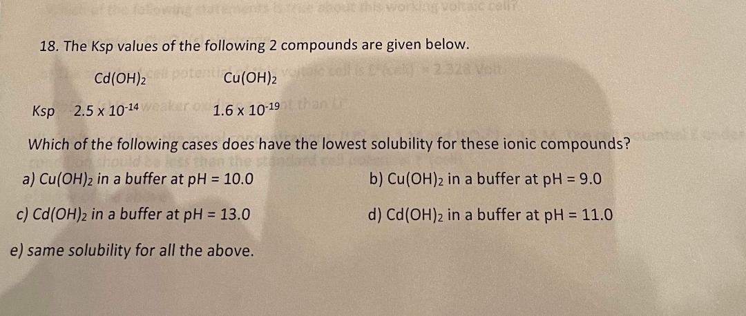 Solved thisworoccoli 18. The Ksp values of the following 2 | Chegg.com