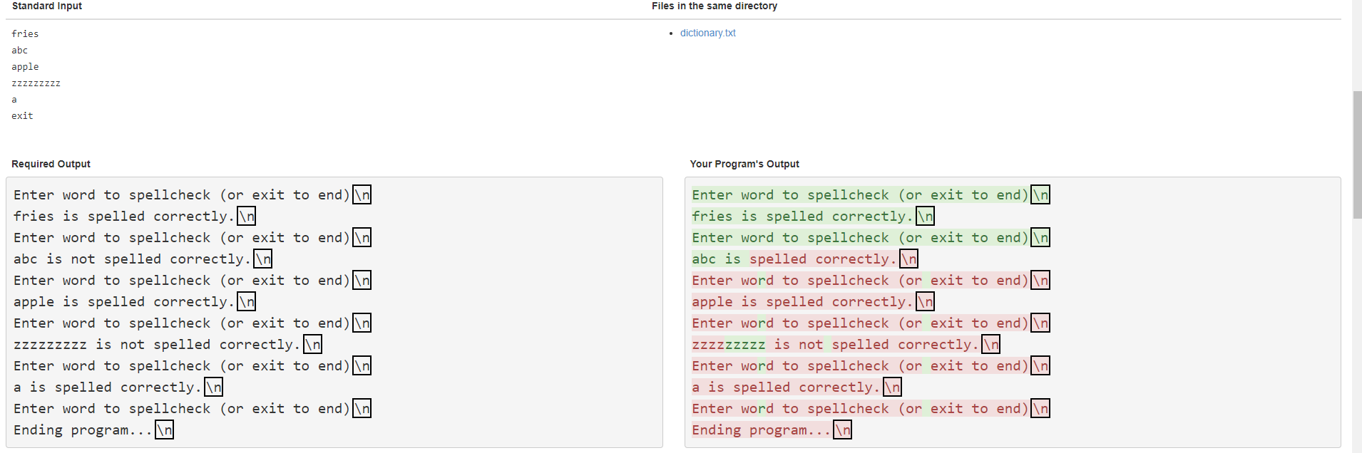 Solved Java: User Inputted spell checker having one case | Chegg.com