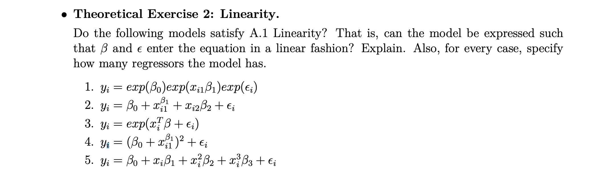 Solved • Theoretical Exercise 2: Linearity. Do the following | Chegg.com