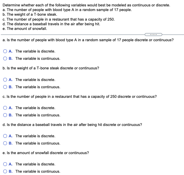 Solved Determine whether each of the following variables | Chegg.com