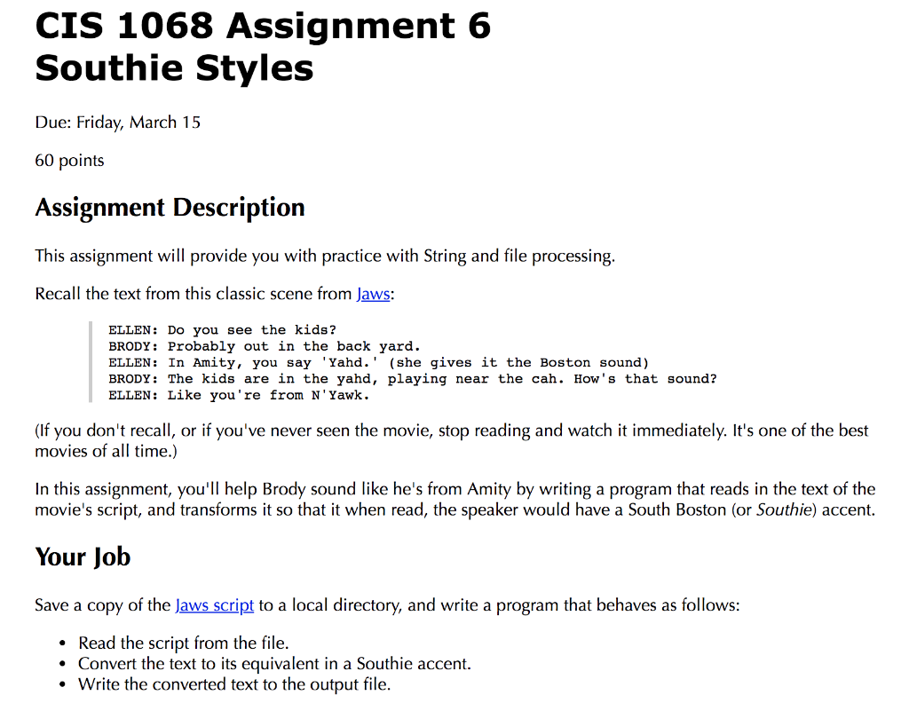 CIS 1068 Assignment 6 Southie Styles Due: Friday, | Chegg.com