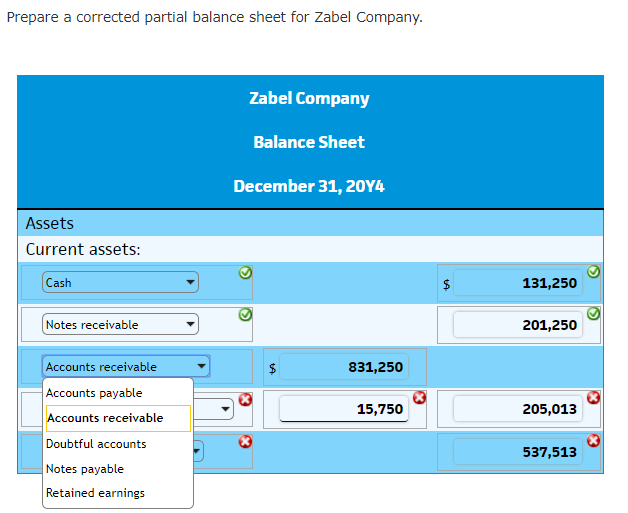 Solved The Following Partial Balance Sheet Contains Errors Chegg