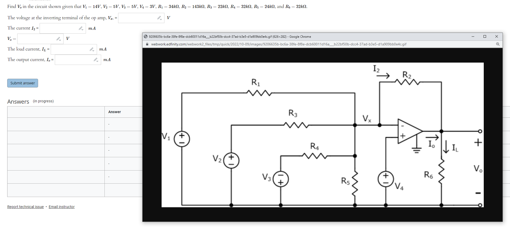 Solved V1=14 V,V2=5 V,V3=5 V,V4=3 V,R1=34kΩ,R2=143kΩ,R3=22kΩ | Chegg.com