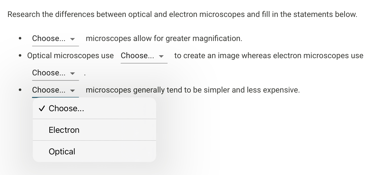 Solved Research the differences between optical and electron | Chegg.com