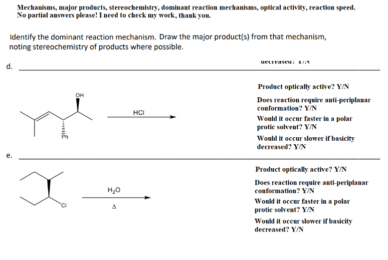 Solved Mechanisms, major products, stereochemistry, dominant | Chegg.com