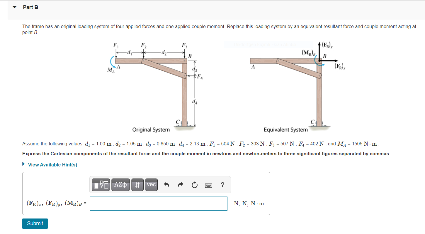 Solved Part B The frame has an original loading system of | Chegg.com
