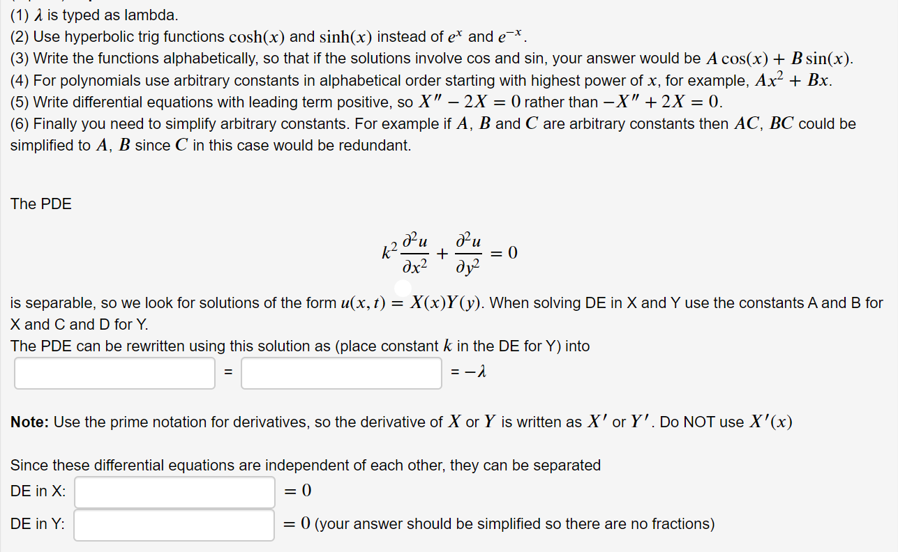 Solved (1) 2 is typed as lambda. (2) Use hyperbolic trig | Chegg.com