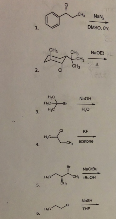 Solved Cl NC NaN DMSO, 0'c CH3 CH3 NaOEt 0% 2. Cl 3. HsC KF | Chegg.com