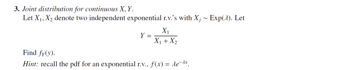 Solved . 3. Joint distribution for continuous X, Y. Let X1, | Chegg.com