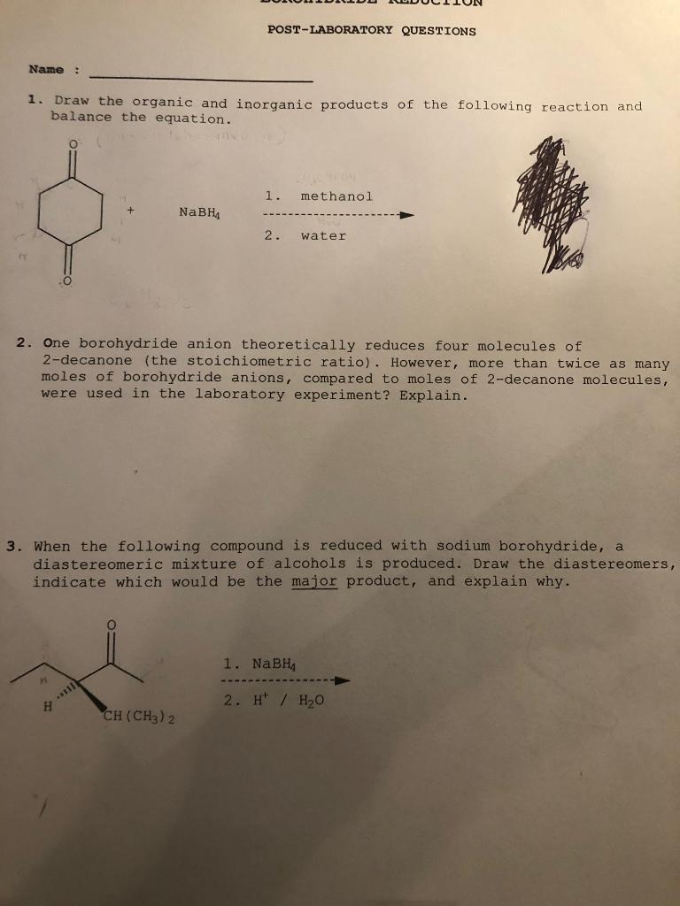 Solved One borohydride anion theoretically reduces four | Chegg.com