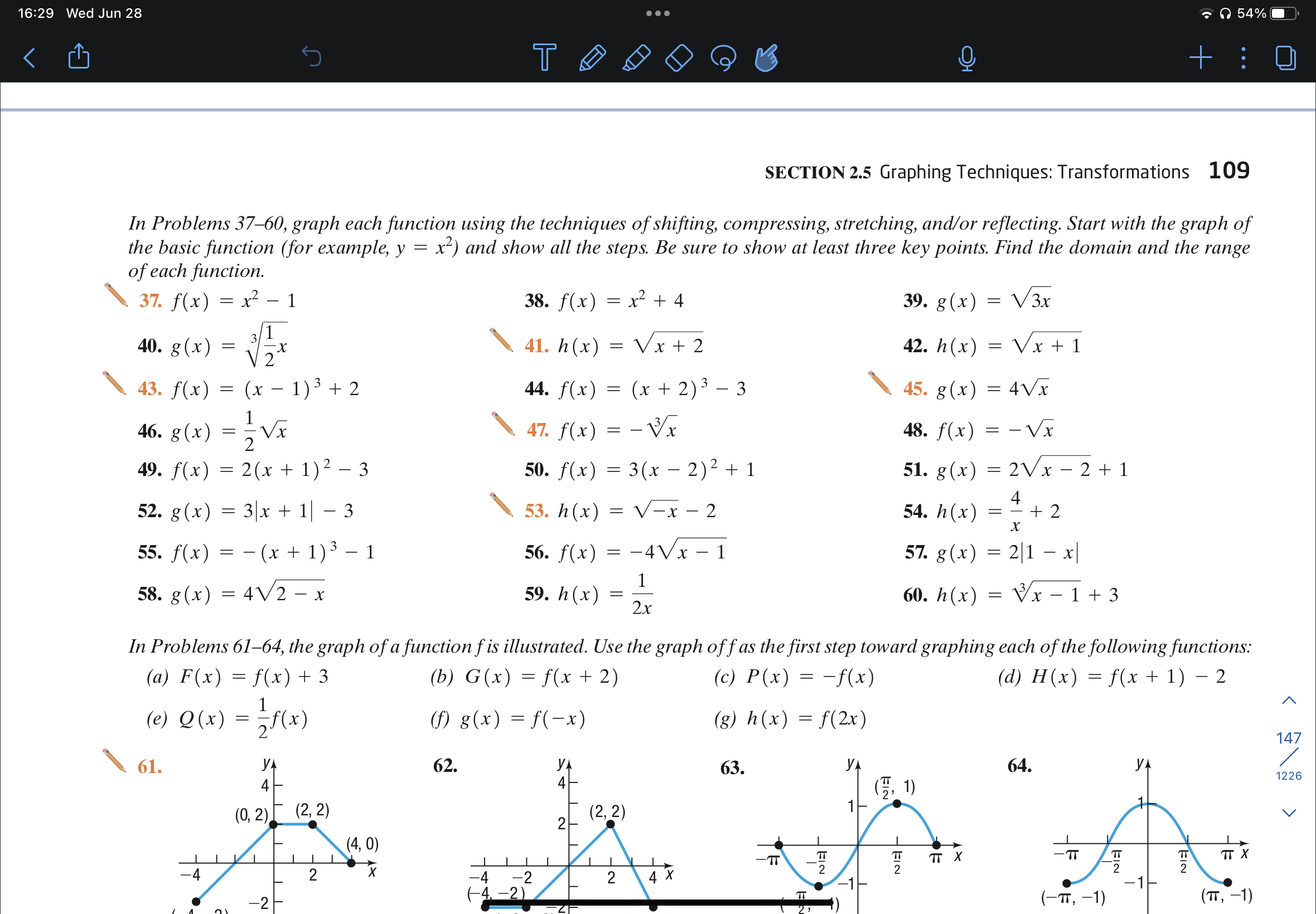 Solved In Problems 37-60, graph each function using the | Chegg.com