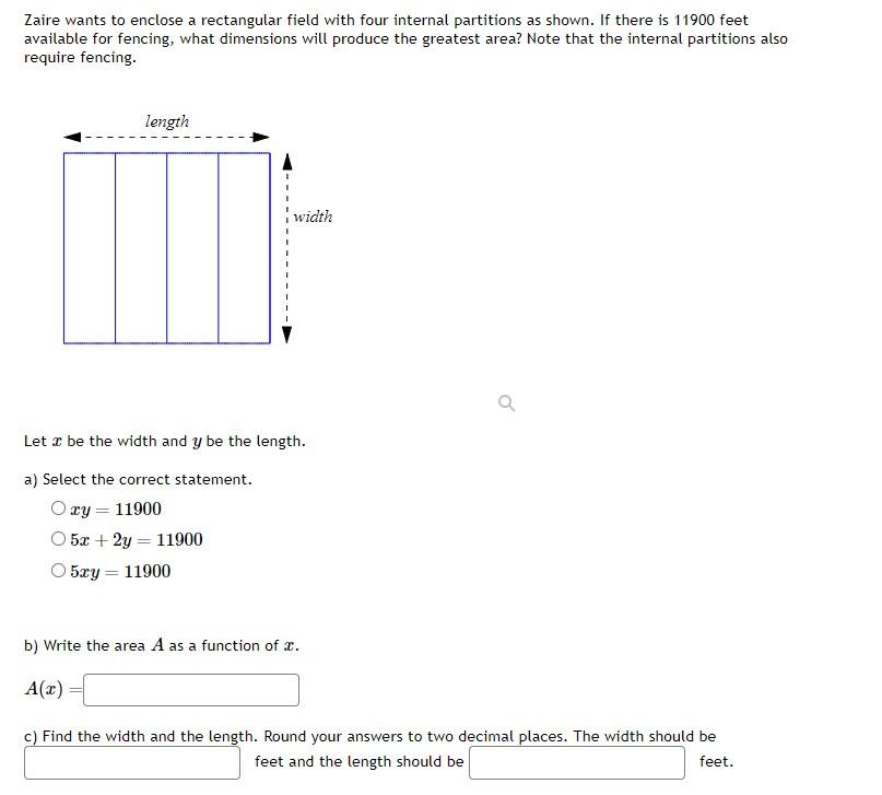 Solved Zaire wants to enclose a rectangular field with four | Chegg.com