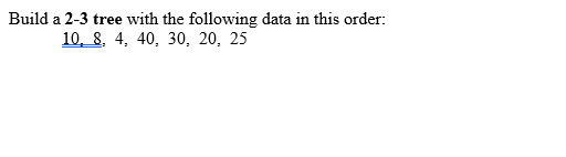 Solved Build a 2-3 tree with the following data in this | Chegg.com