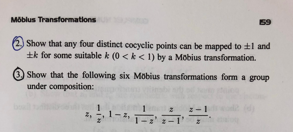 Solved Mobius Transformations 59 2) Show that any four | Chegg.com