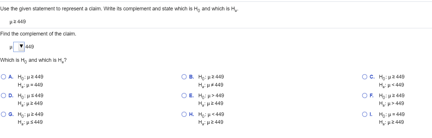 Solved Use the given statement to represent a claim. Write | Chegg.com