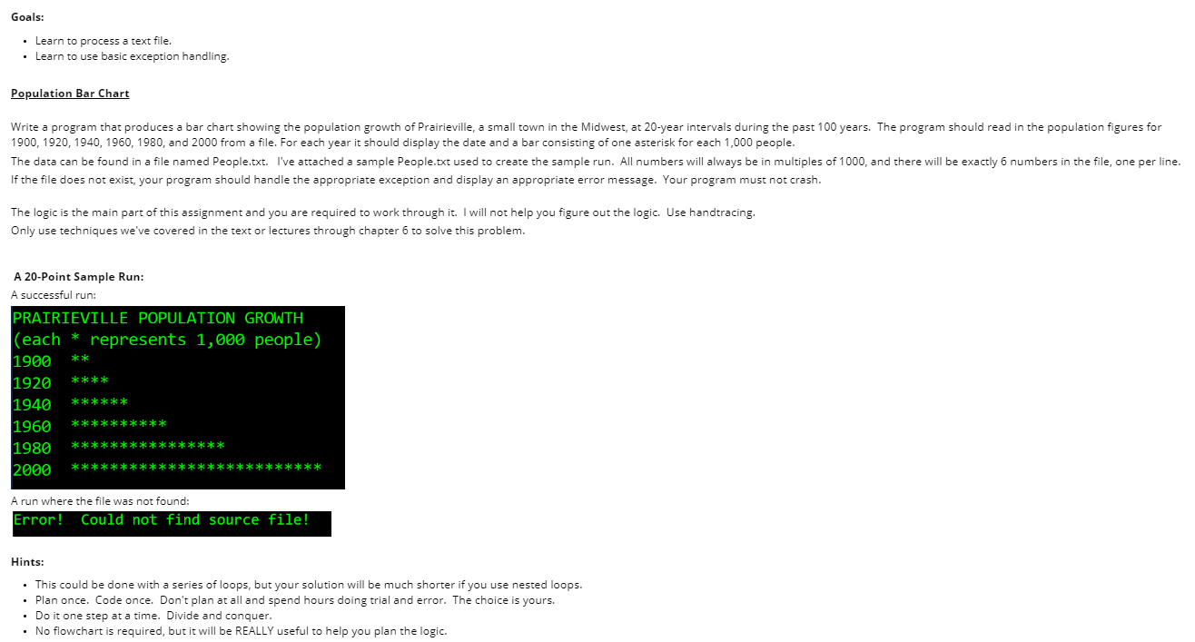Solved Goals: • Learn to process a text file. • Learn to use | Chegg.com