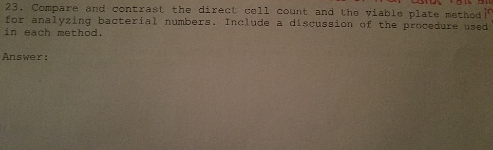 Solved 23. Compare and contrast the direct cell count and | Chegg.com
