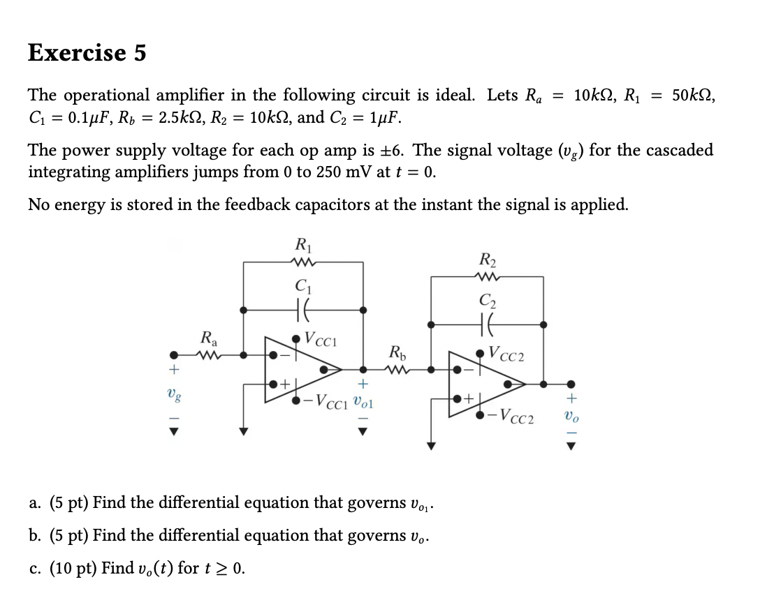 Solved Exercise 5The operational amplifier in the following | Chegg.com