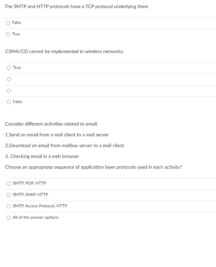 Solved The SMTP and HTTP protocols have a TCP protocol | Chegg.com