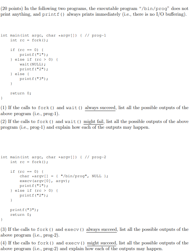 Solved (20 points) In the following two programs, the | Chegg.com