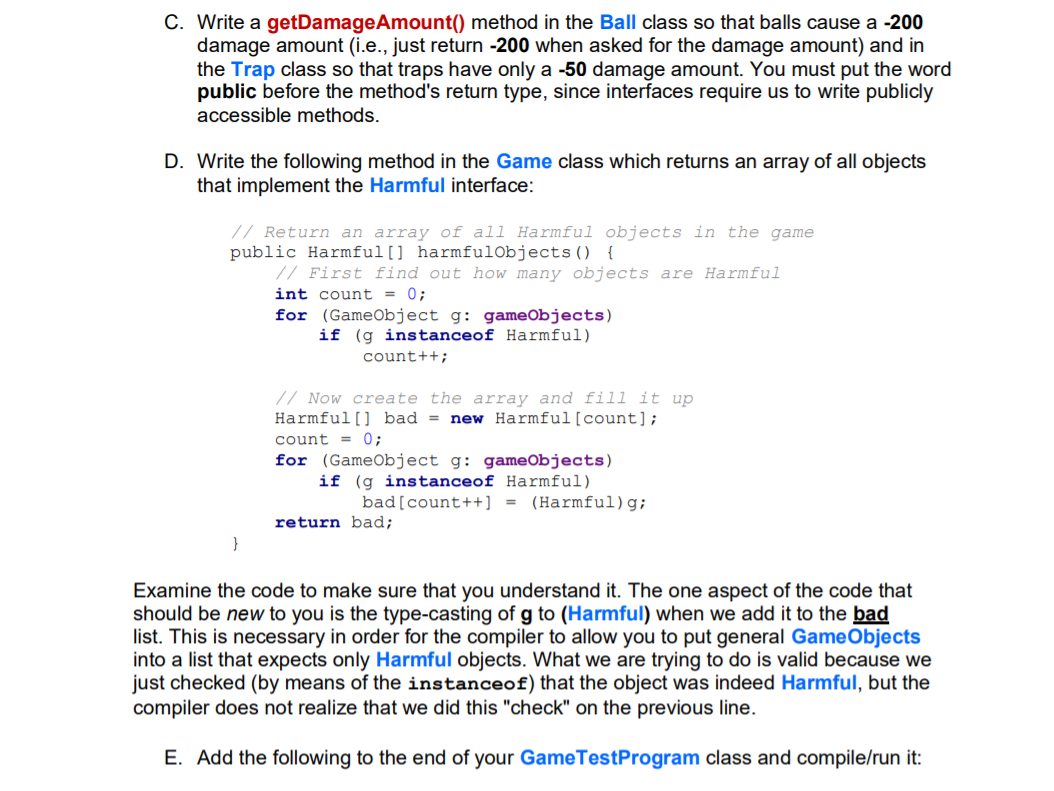 Solved 8) Now we will add functionality to allow some game | Chegg.com