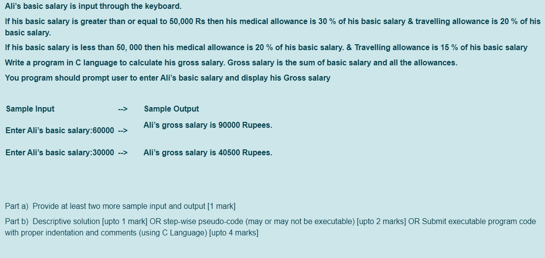Solved Write a program in C language to calculate his | Chegg.com