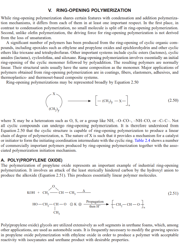 Solved V. RING-OPENING POLYMERIZATION While ring-opening | Chegg.com