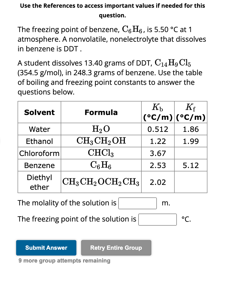 Solved Boiling Point Elevation/Freezing Point Depression | Chegg.com