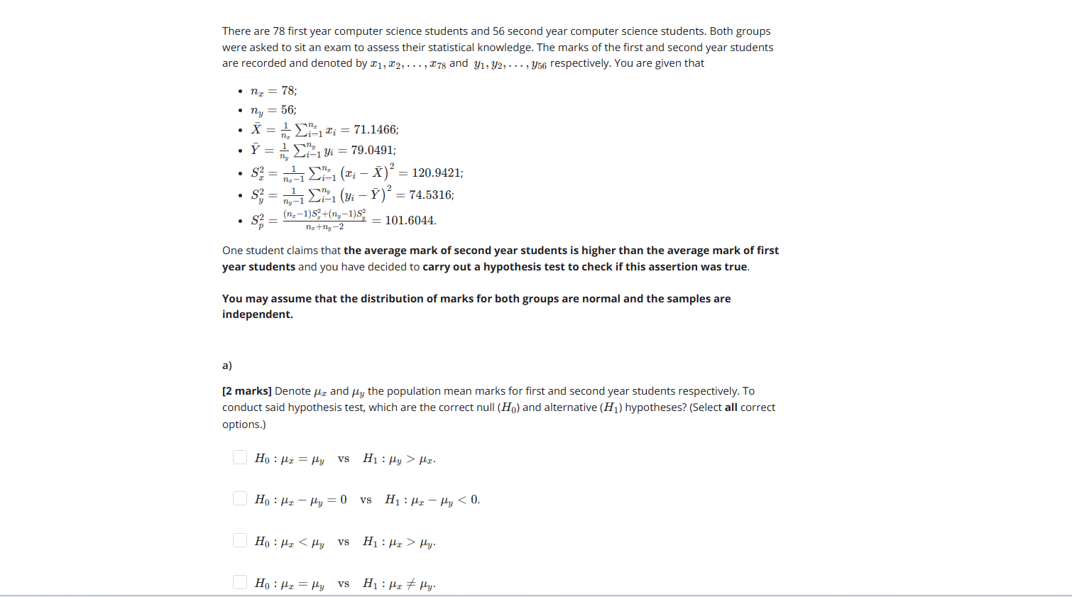 Solved There are 78 first year computer science students and | Chegg.com