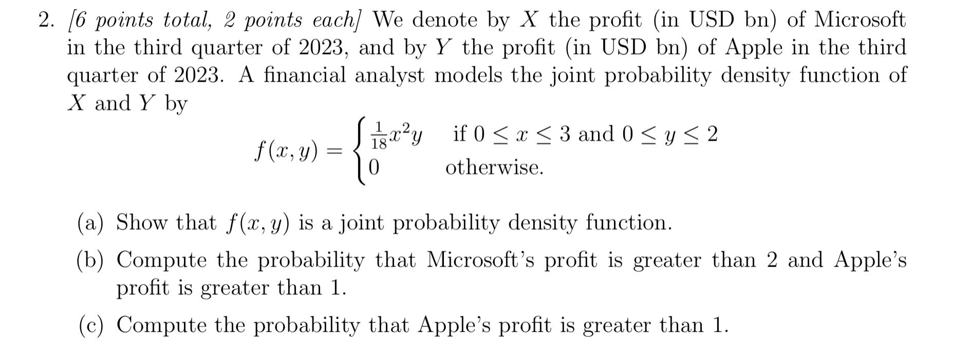 Solved [6 points total, 2 points each] We denote by X the | Chegg.com