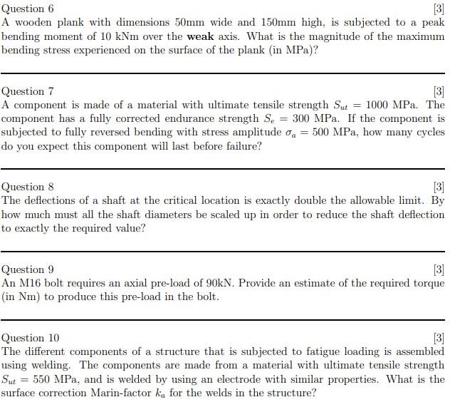 Solved Question 6 [3] A wooden plank with dimensions 50mm | Chegg.com