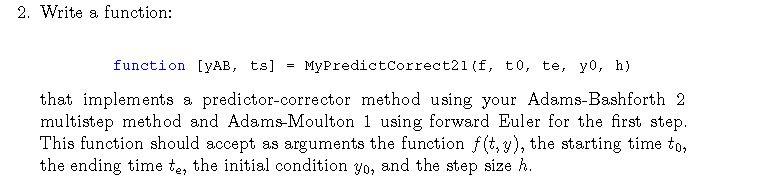 Solved 2. Write a function: , function [YAB, ts] = | Chegg.com