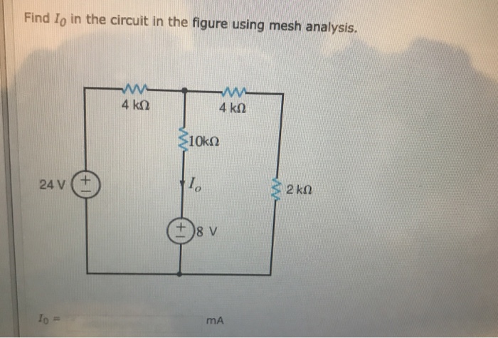 Solved Find Io in the circuit in the figure using mesh | Chegg.com