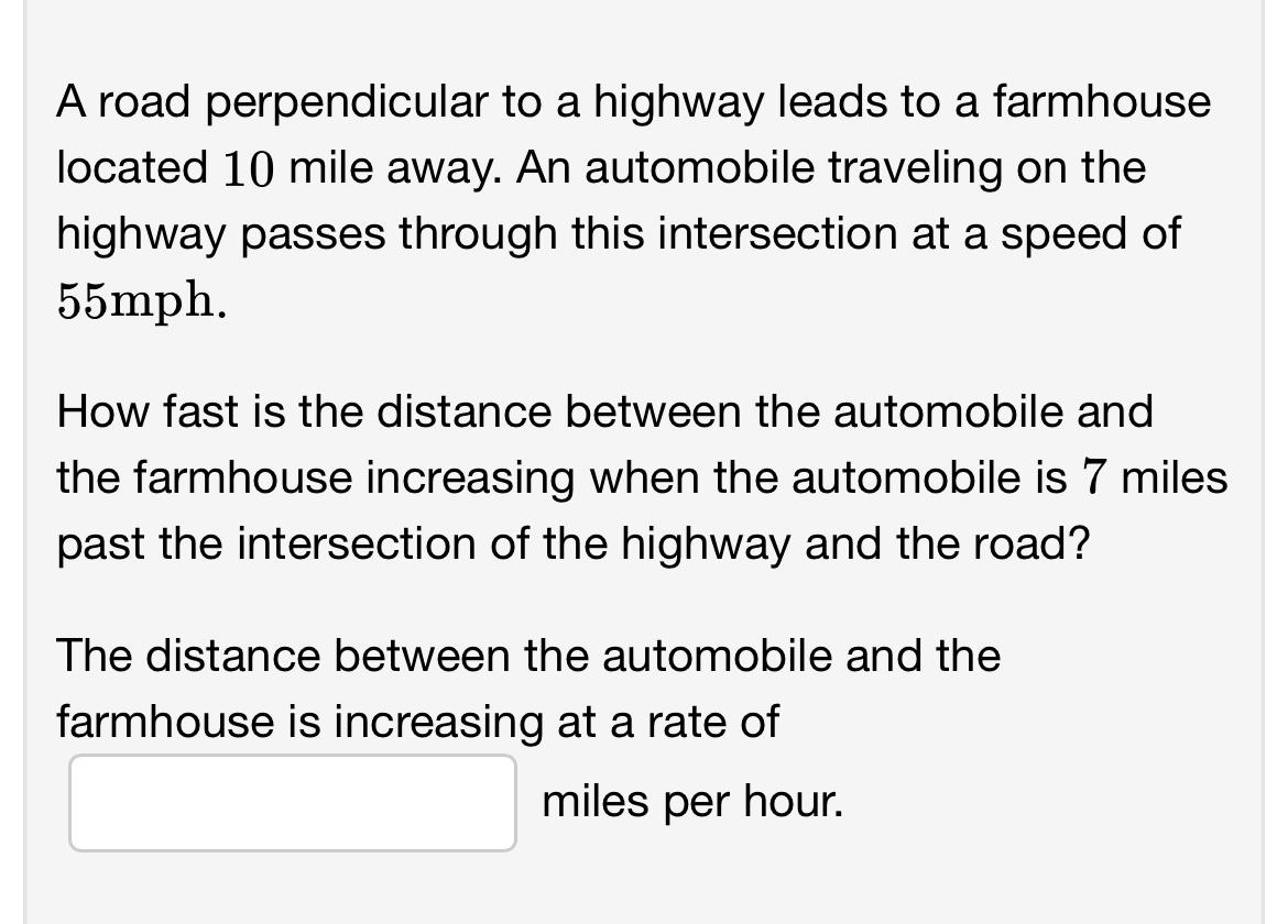 Solved A road perpendicular to a highway leads to a | Chegg.com