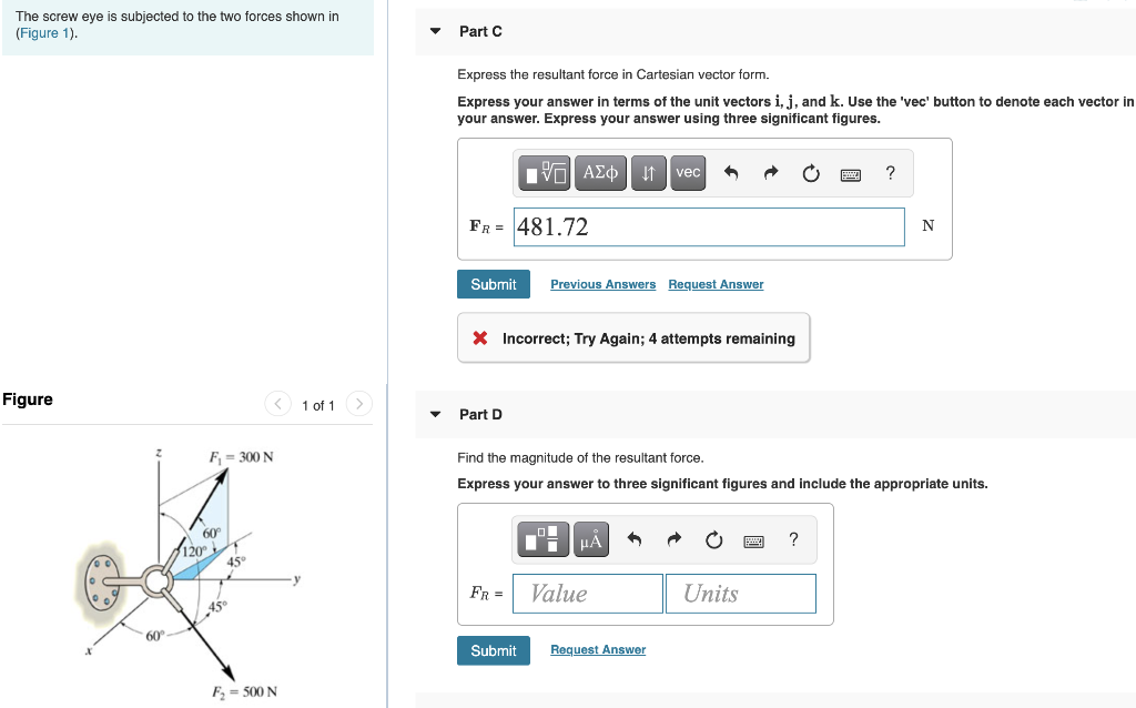 Solved (Figure 1). Part A Express F, in Cartesian vector | Chegg.com