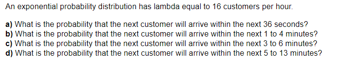 Solved An exponential probability distribution has lambda | Chegg.com
