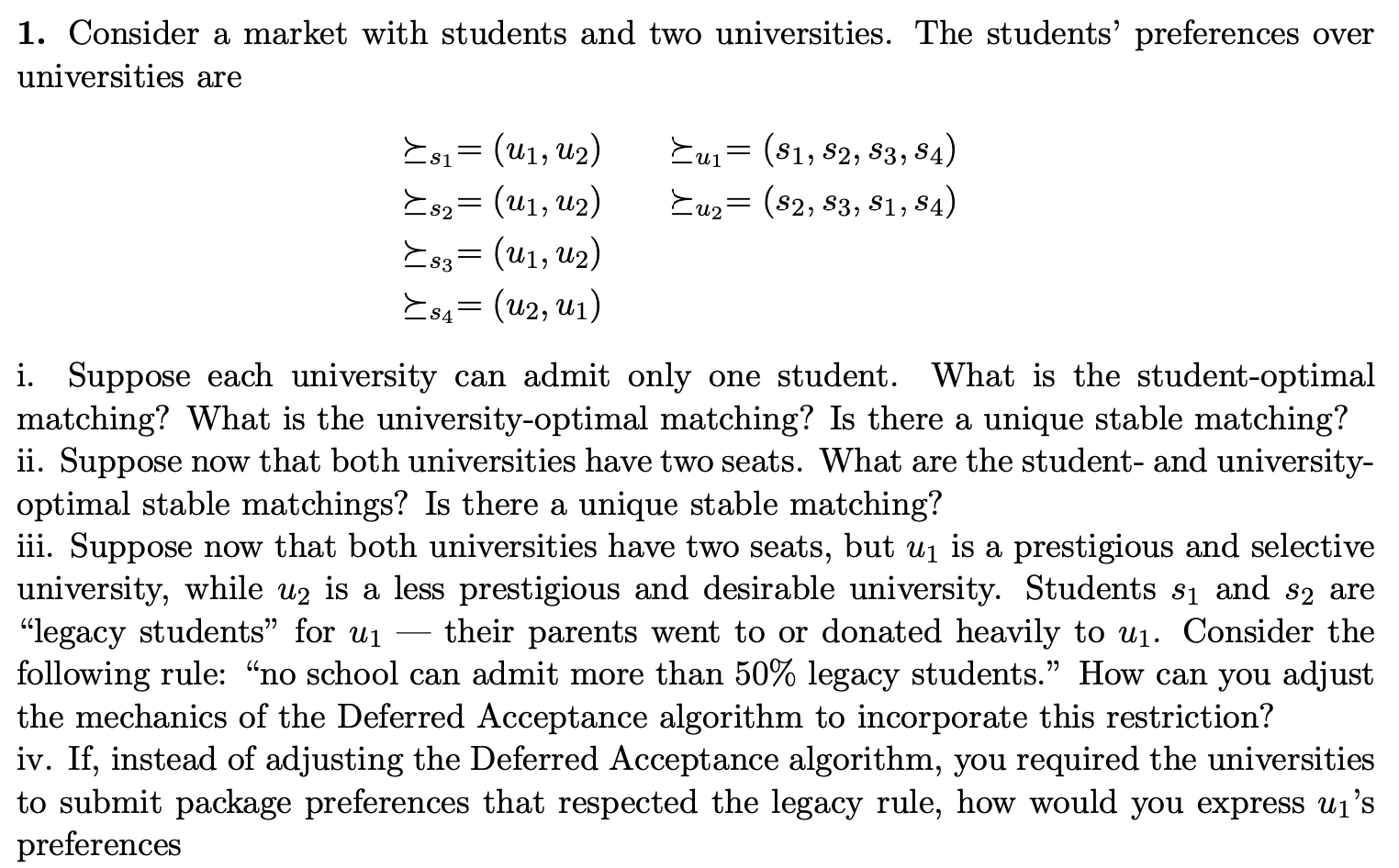 1. Consider a market with students and two | Chegg.com