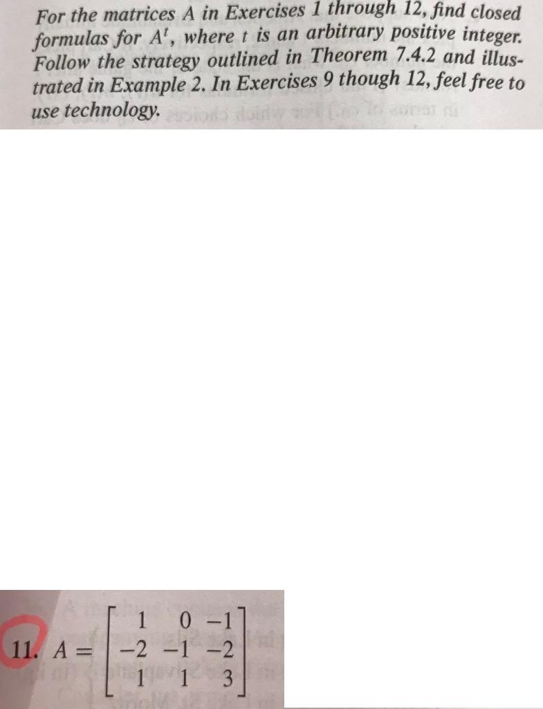 Solved For the matrices A in Exercises 1 through 12, find | Chegg.com