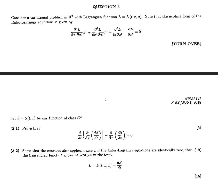 Solved QUESTION 3 Consider a variational problem in R2 with | Chegg.com