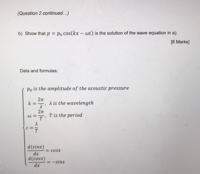 The plane wave equation of a fluctuation in | Chegg.com