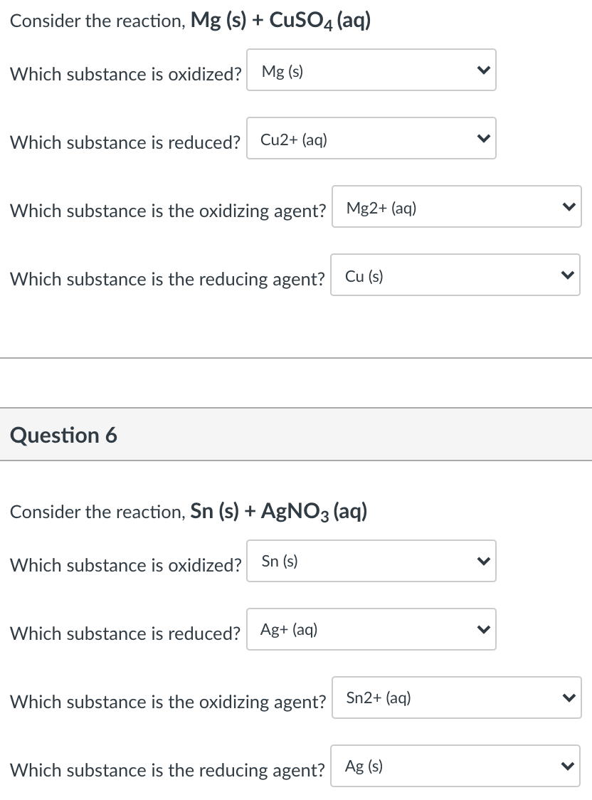 Solved Consider the reaction, Mg (s) + CuSO4 (aq) Which | Chegg.com