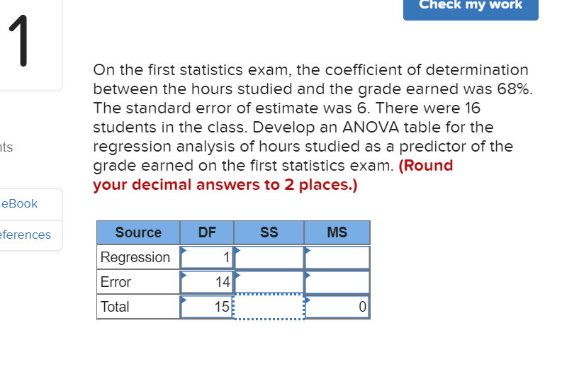 Solved Check my work On the first statistics exam, the | Chegg.com